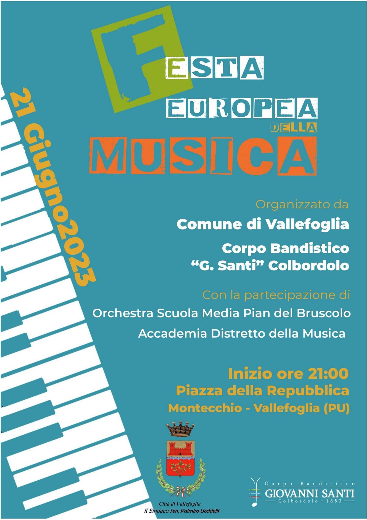 CITTÀ DI VALLEFOGLIA: mercoledì 21 giugno 2023, a Montecchio, in Piazza ...